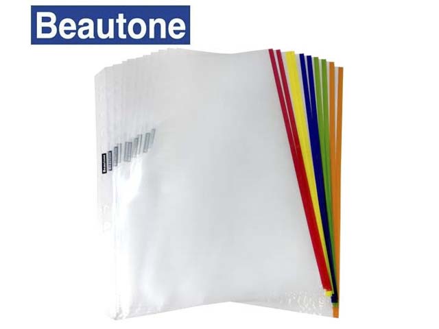 Micas Portapapel de PP x 10 unid, piel tipo naranja, A4 c/filo de colores